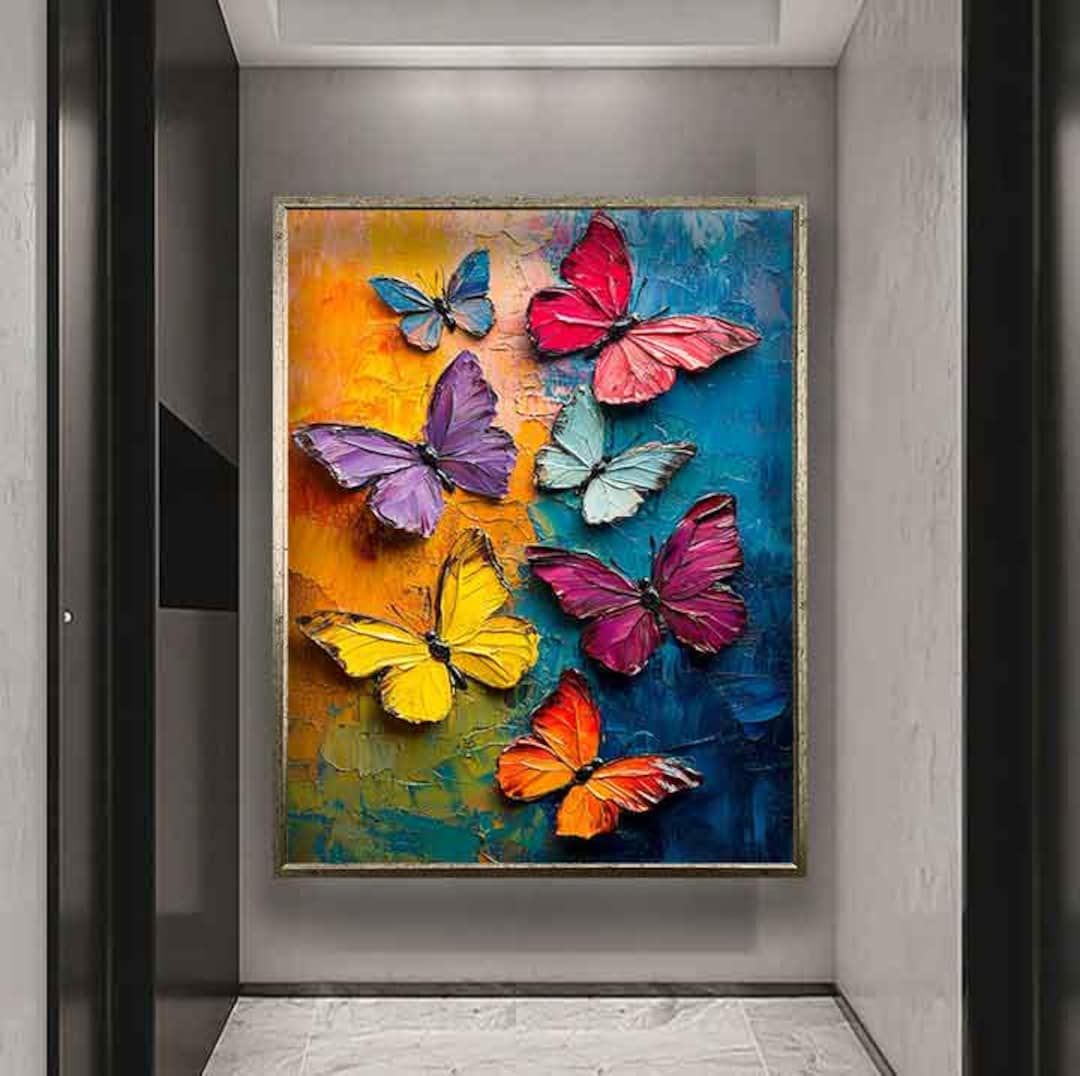 Colorful Butterflies Painting, Colorful Butterflies Digital Print ...