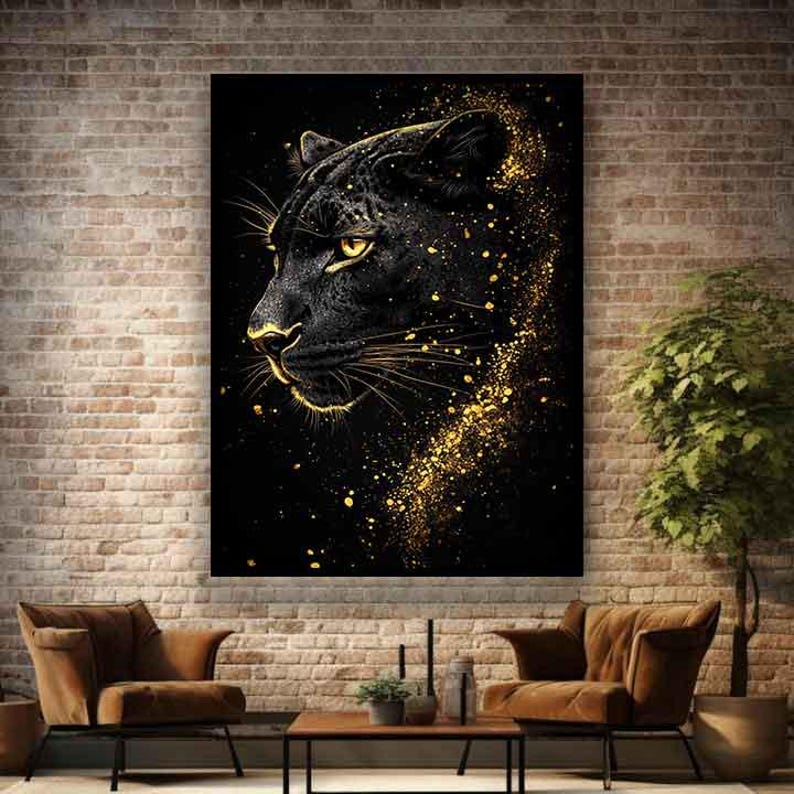 Abstract Black Panther Painting, Black Panther Digital Print, Panther ...