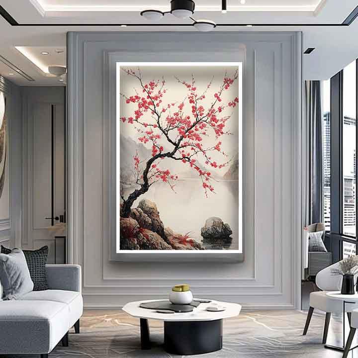 Sakura Tree Scenery Art, Sakura Tree Canvas, Sakura Tree Painting ...