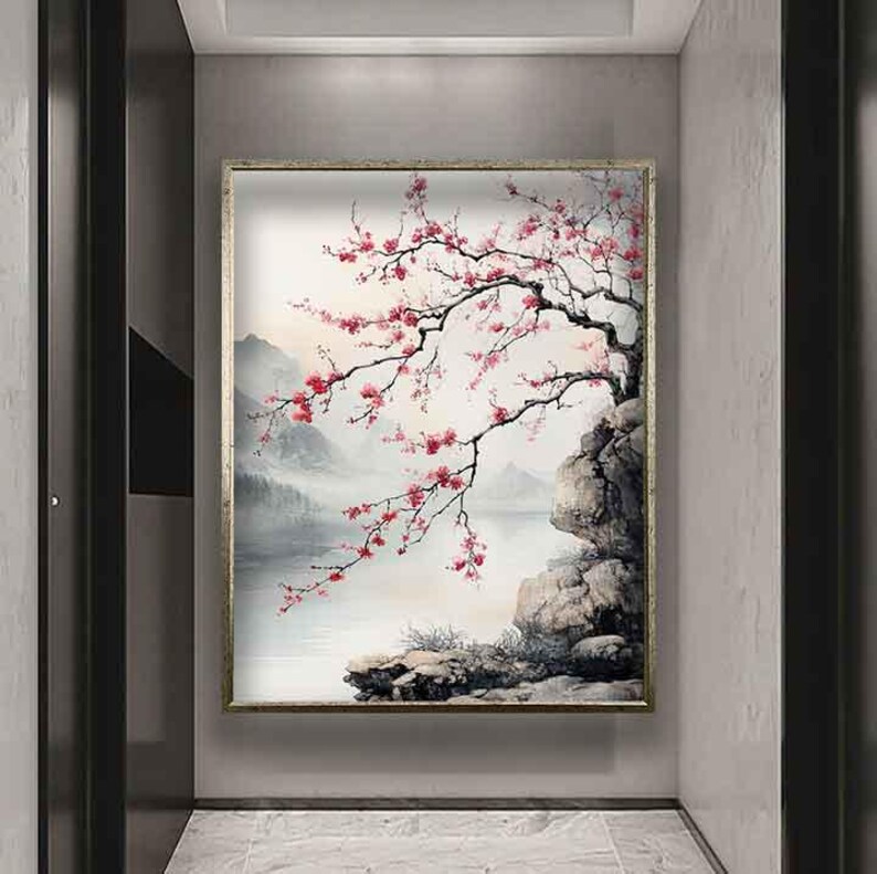 Sakura Tree Scenery Art, Sakura Tree Canvas, Sakura Tree Painting ...