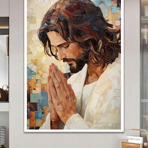 Praying Jesus Religious Canvas Artwork, Jesus Art Print, Jesus Faith ...