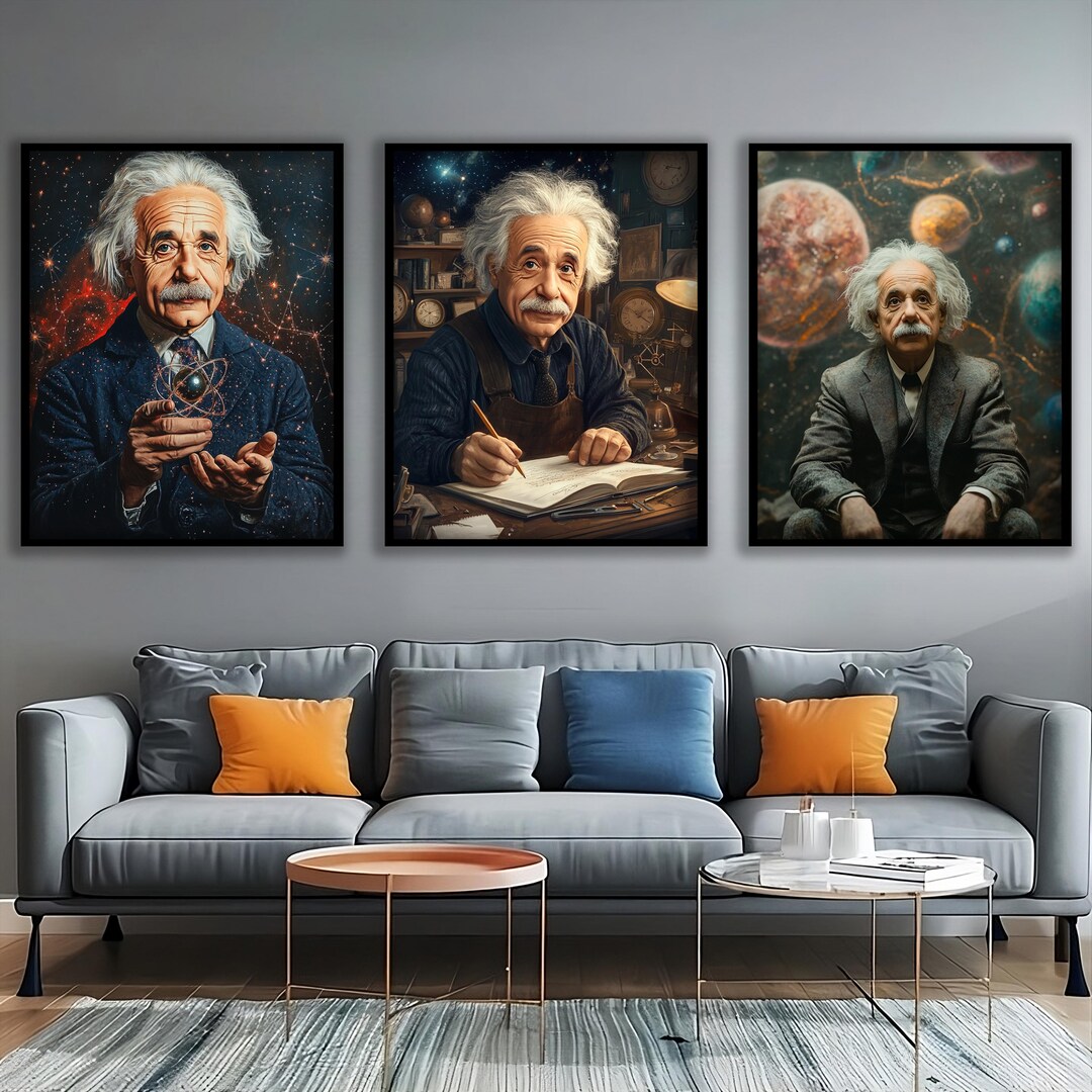 Albert Einstein Set of 3 Paintings, Albert Einstein Set Arts, Albert ...