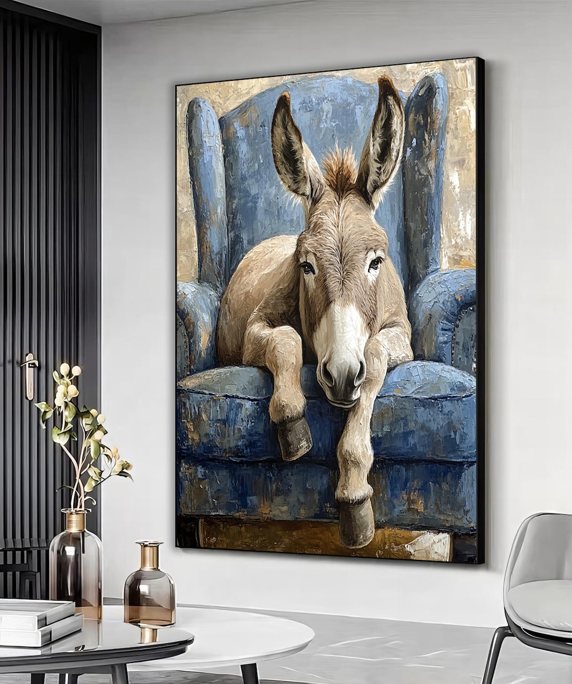 Donkey Laying on Couch Canvas Print, Donkey Art Print, Donkey Wall Art ...
