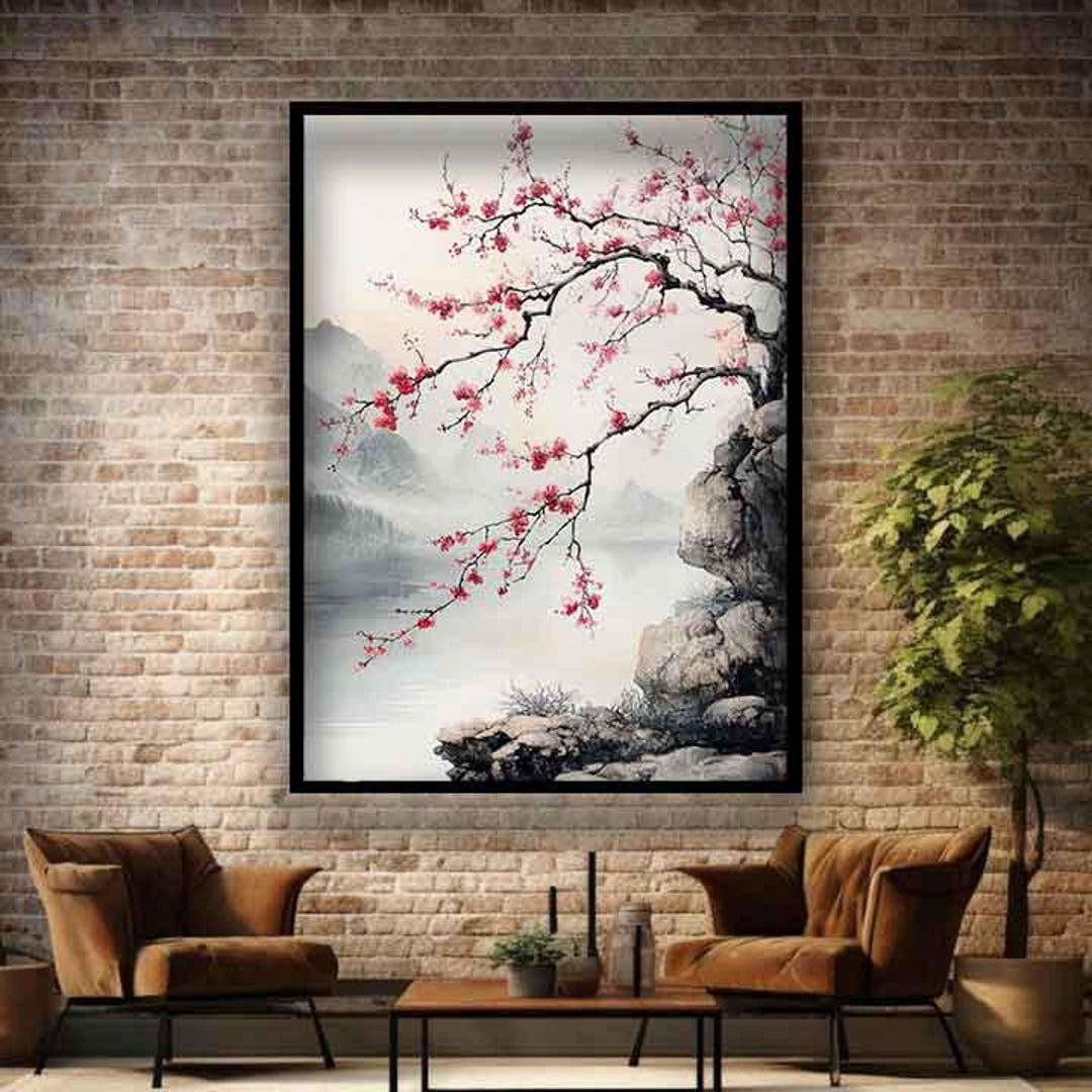 Sakura Tree Scenery Art, Sakura Tree Canvas, Sakura Tree Painting ...