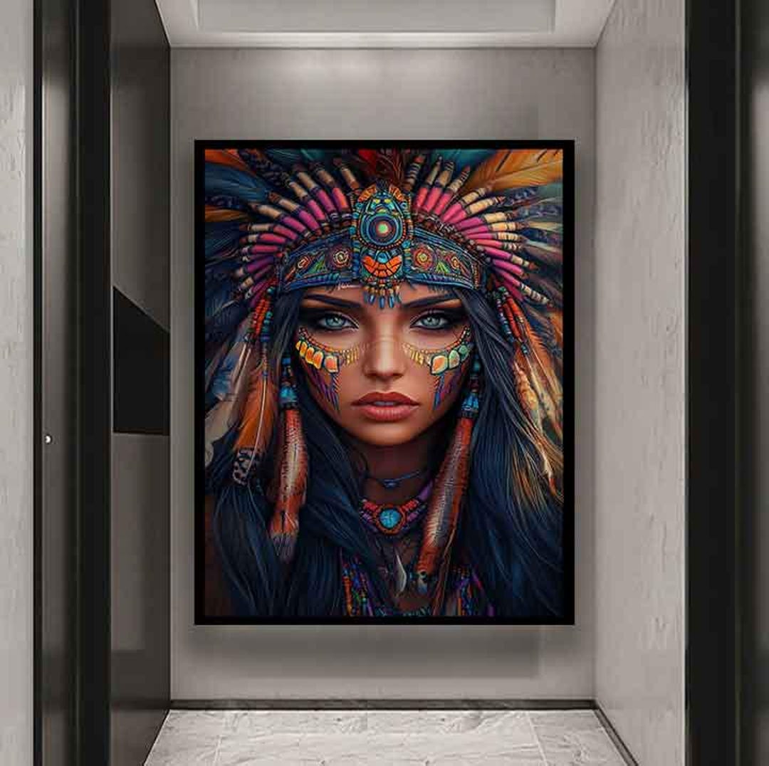 African American Woman Colorful Native Accesories Canvas, Native ...