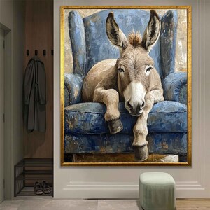 Donkey Laying on Couch Canvas Print, Donkey Art Print, Donkey Wall Art ...