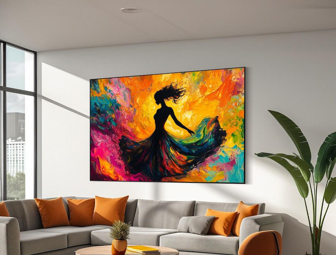 Colorful Dancer Woman Canvas Wall Art Print, Abstract Dancer Wall Decor ...