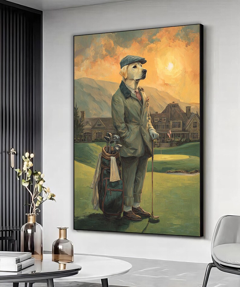 Golfer Dog Canvas Print: Golfing Sport Wall Art - Etsy