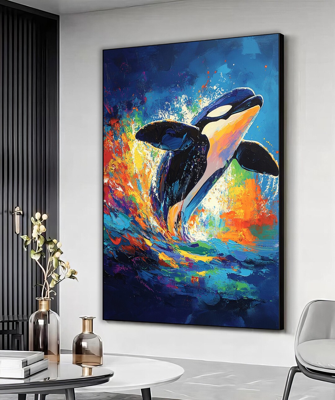 Orca Whale Colorful Artwork, Orca Whale Vibrant Art Print, Killer Whale ...