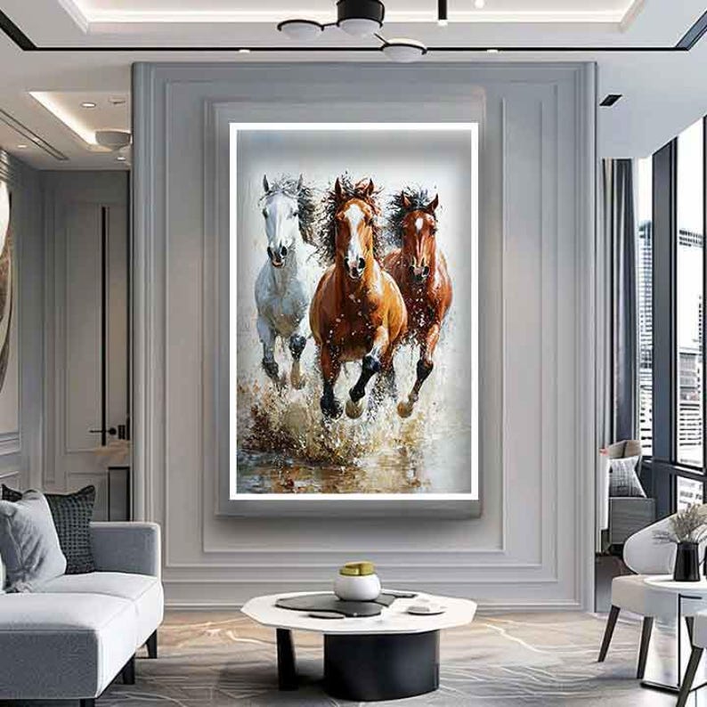 Running Horses Painting, Running Horses Wall Art, Horses Canvas, Horses ...