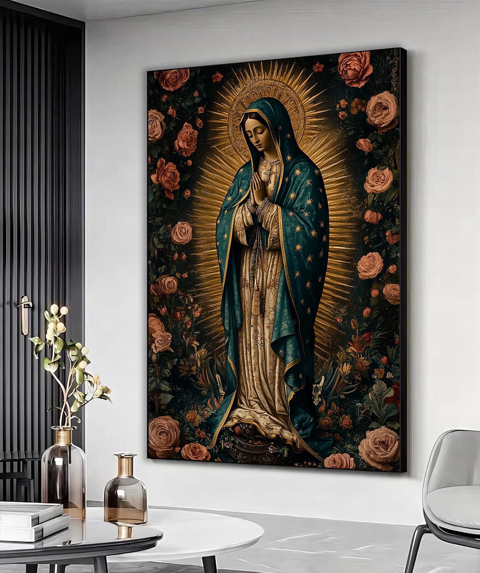 Blessed Virgin Mary Art Canvas Print, Ready to Hang Wall Decor, Virgin ...