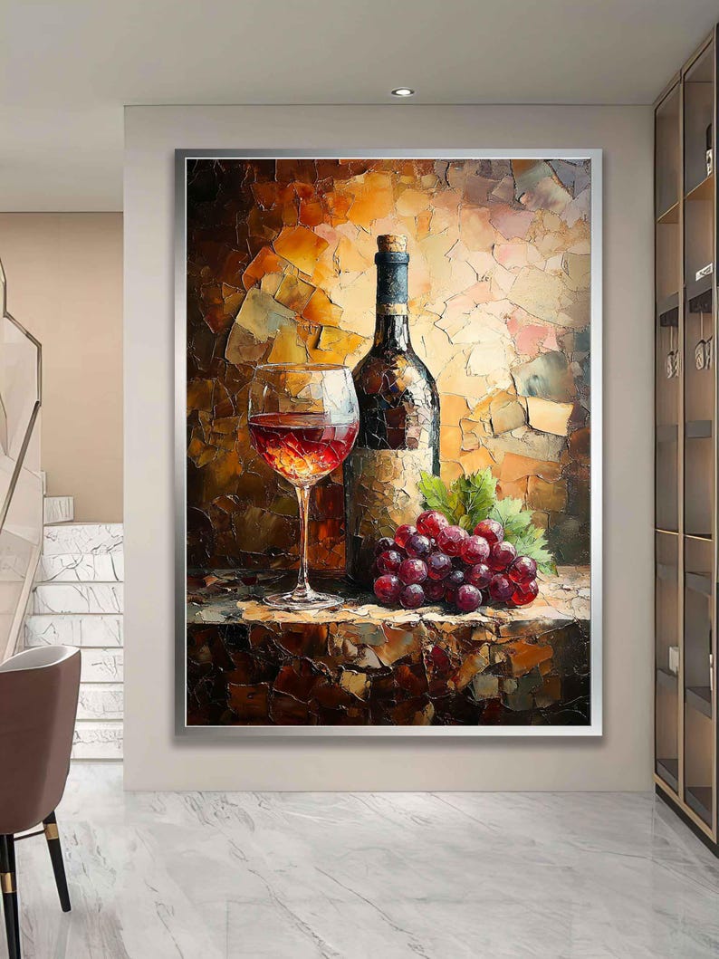 Wine Bottle Art, Wine Glass Wall Art, Wine Modern Canvas Print in the ...