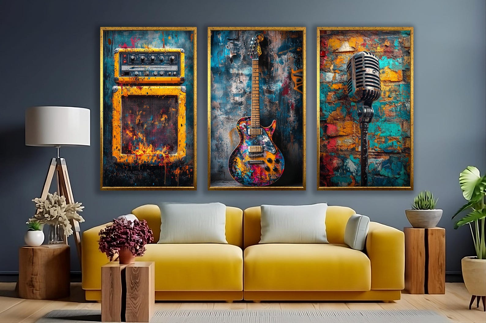 Musical Instruments Painting, Musical Instruments Set of 3 Art Print ...