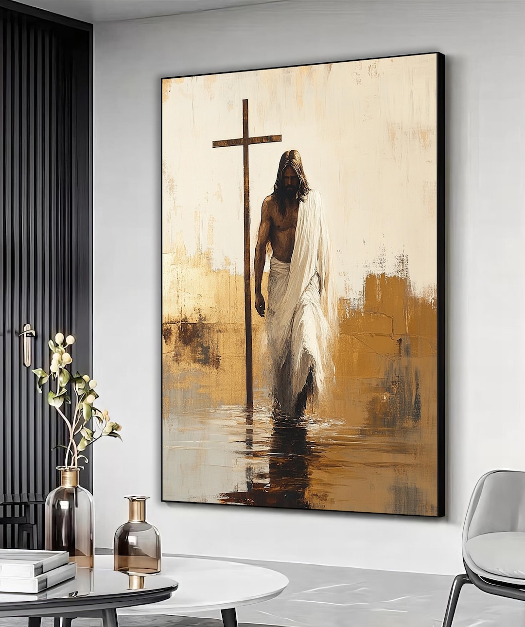 Jesus With the Cross, Christian Wall Art, Jesus Shepherd Art, Jesus ...