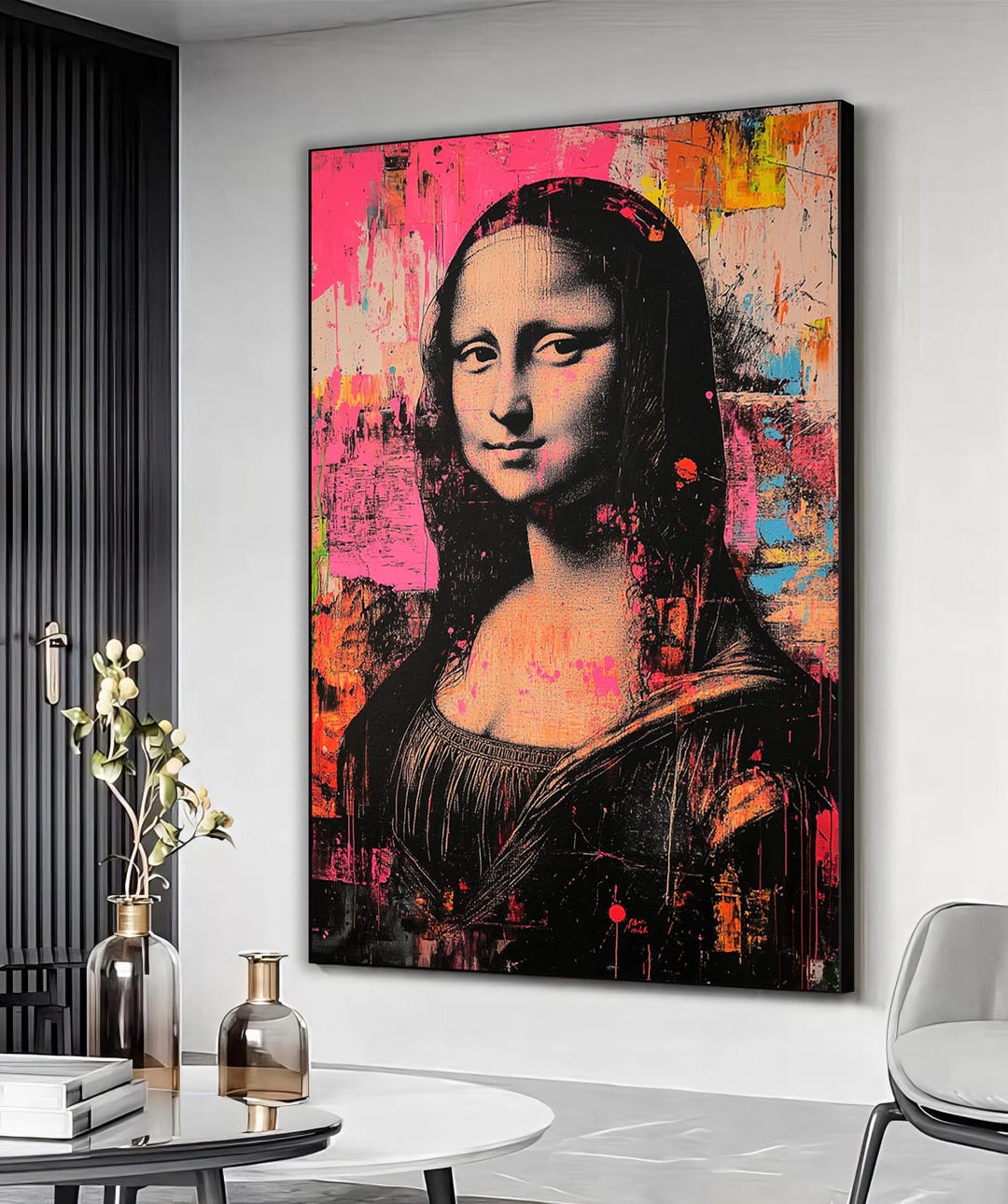 Mona lisa em estilo de arte de grafite, impressão em tela de grafite de ...