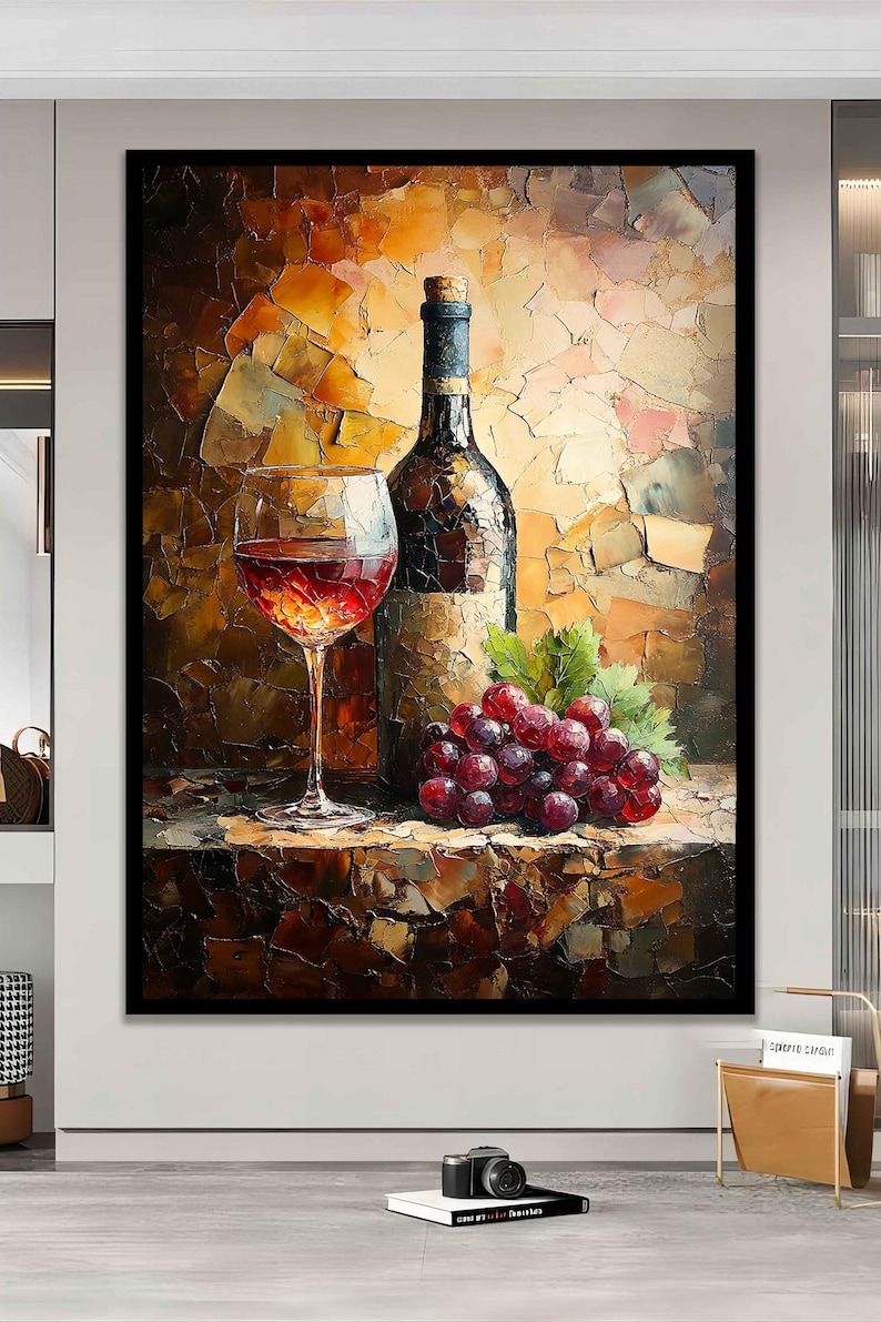 Wine Bottle Art, Wine Glass Wall Art, Wine Modern Canvas Print in the ...