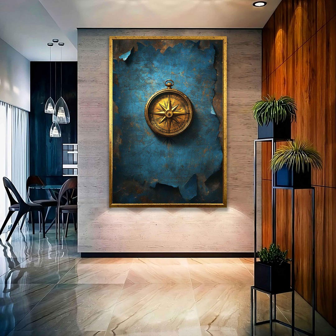Compass Wall Art, Compass Wall Decor, Compass Art, Compass Canvas Print ...