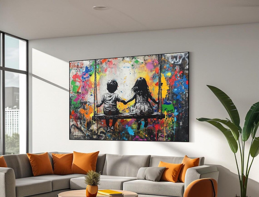 Banksy Kids on a Swing Grafitti Street Artwork, Banksy Canvas Print ...