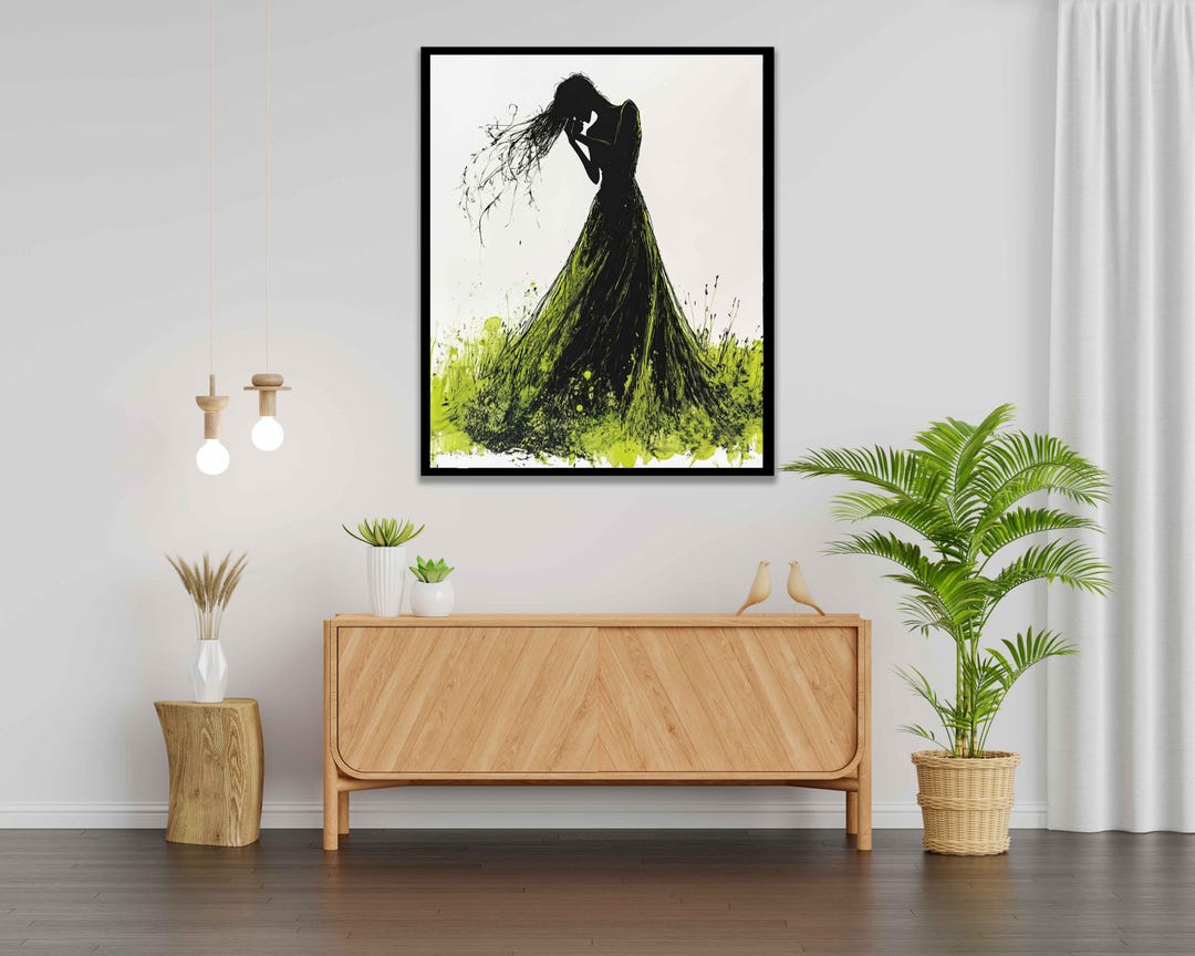 Women Abstract Canvas Print, Green Woman Art, Woman Nature Inspired Art ...
