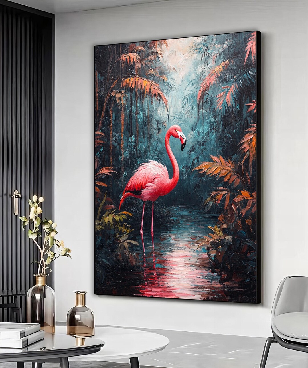 Flamingo in Nature Art, Flamingo Poster, Flamingo Painting, Flamingo ...
