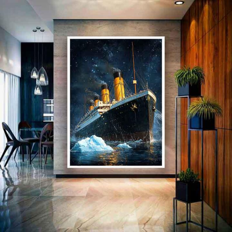 Titanic Icebergs Art, Titanic Canvas, Titanic Painting, Ship Digital ...
