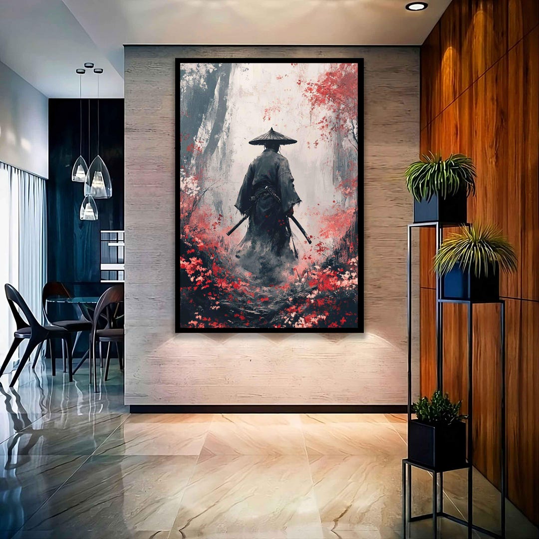 Samurai Sakura Blossoms Art, Samurai Sakura Trees Canvas Print, Samurai ...