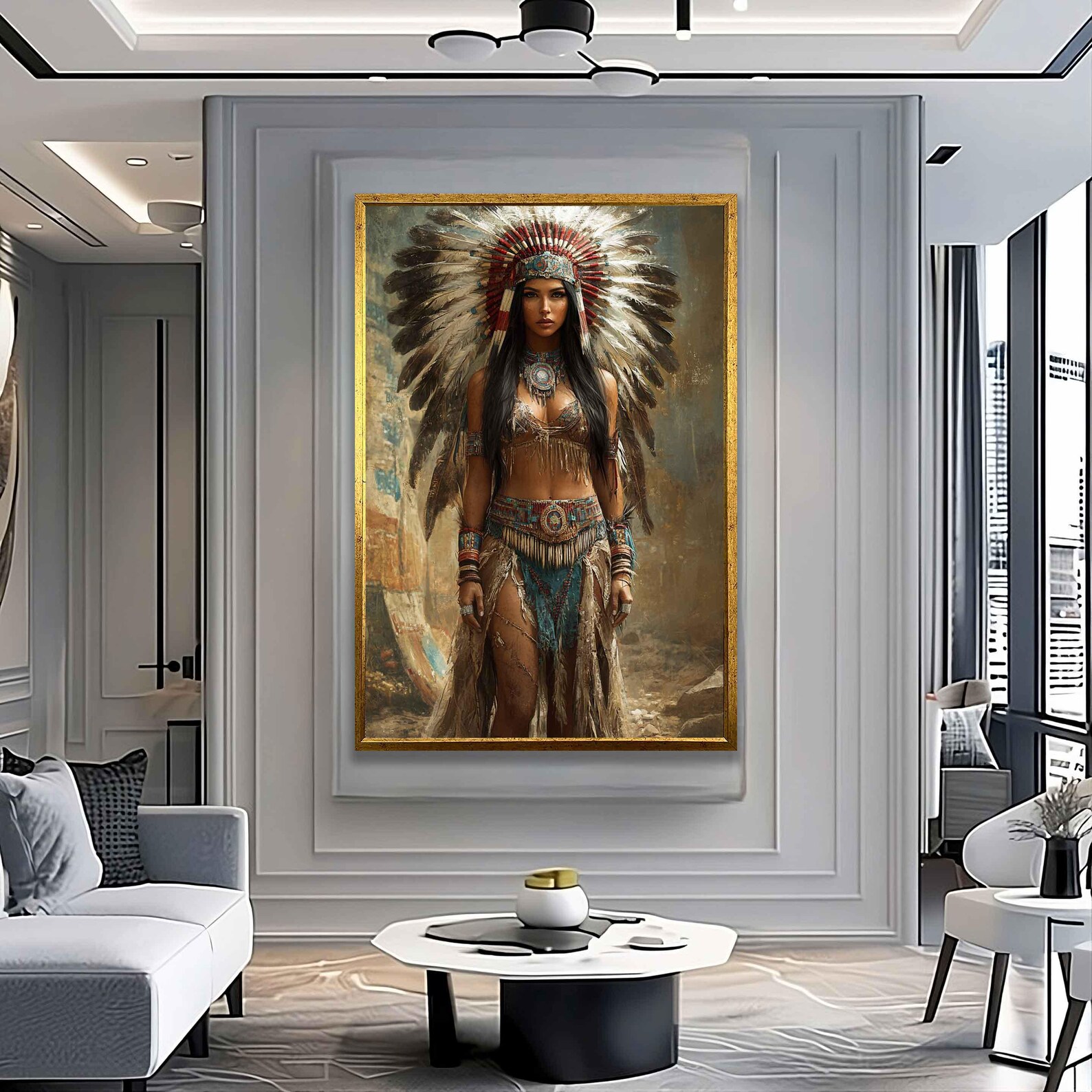 Woman Native American Art Print, Tribe Woman Fashion Wall Art, Native ...