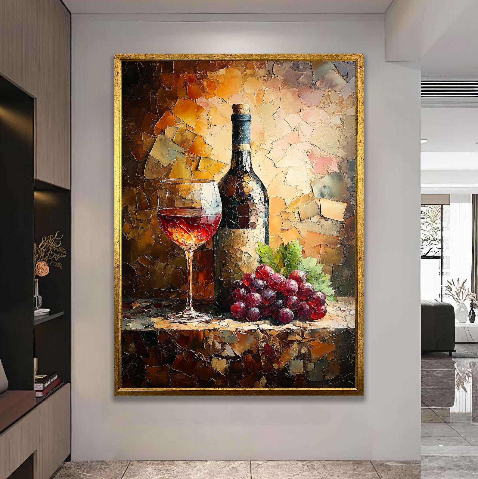 Wine Bottle Art, Wine Glass Wall Art, Wine Modern Canvas Print in the ...
