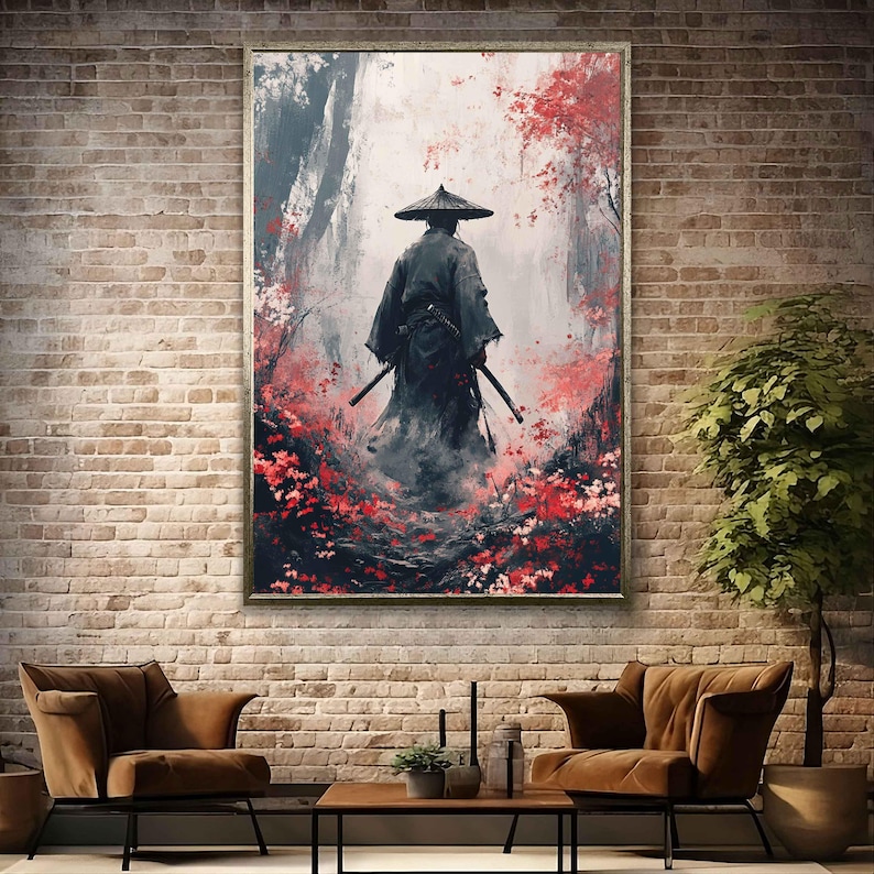 Samurai Sakura Blossoms Art, Samurai Sakura Trees Canvas Print, Samurai ...