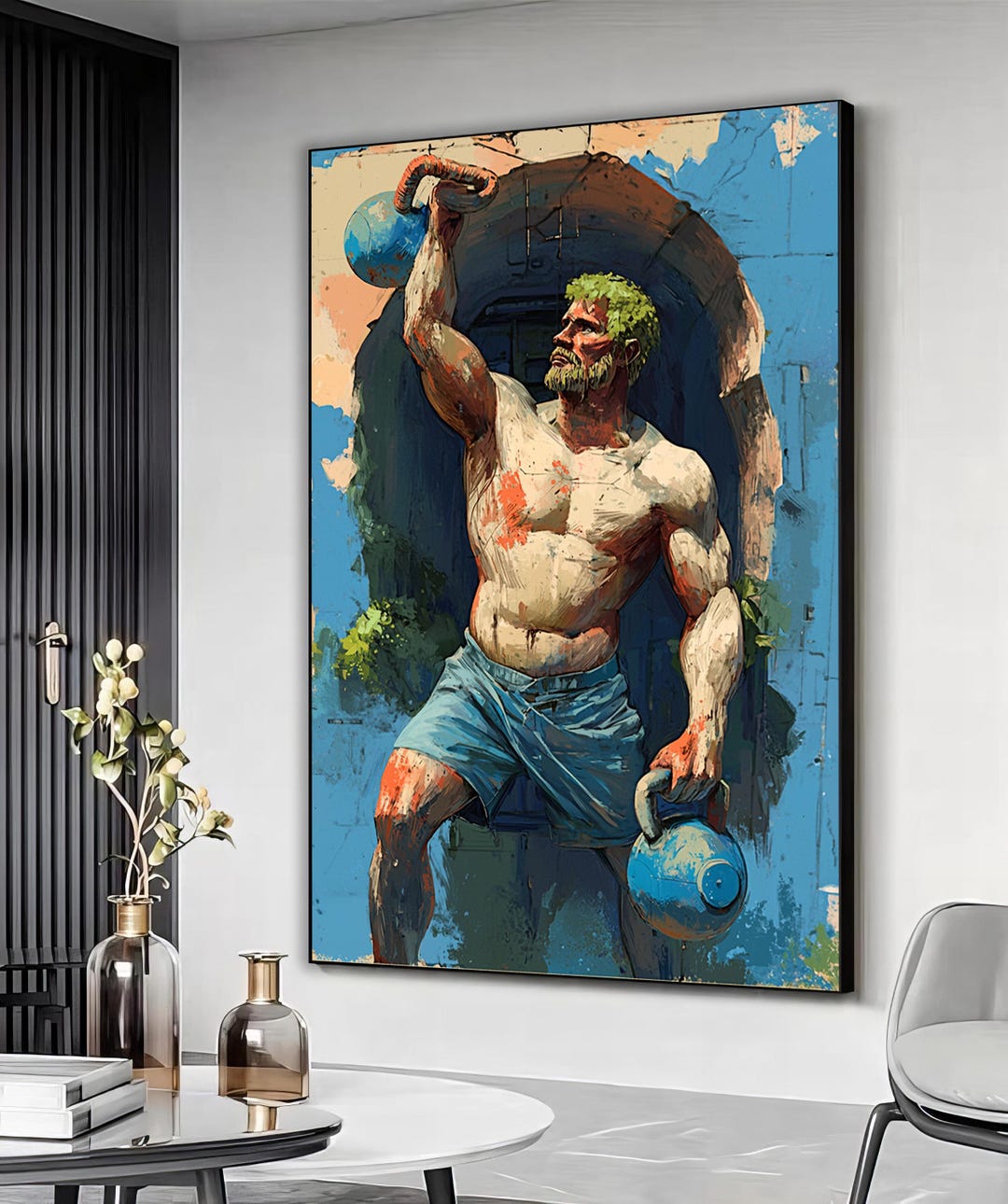 Modern Fitness Warrior Canvas | Graffiti Style Strongman Art ...
