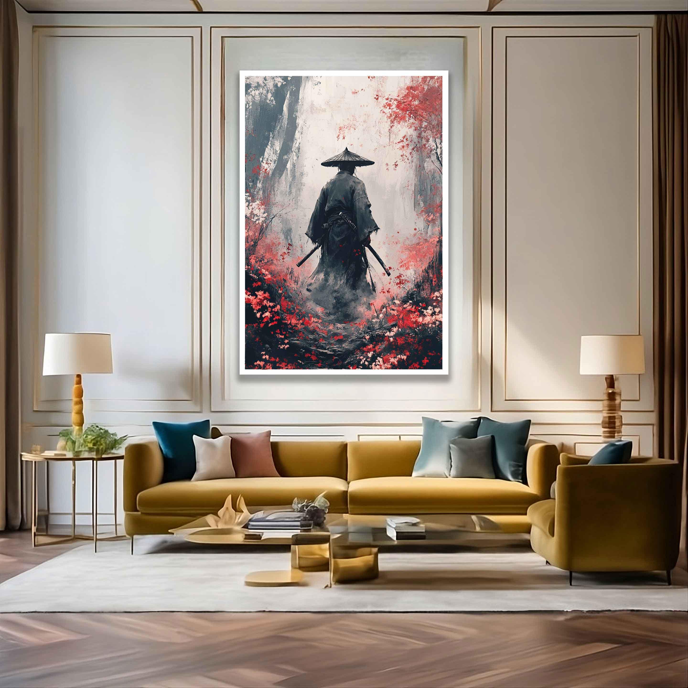 Samurai Sakura Blossoms Art, Samurai Sakura Trees Canvas Print, Samurai ...