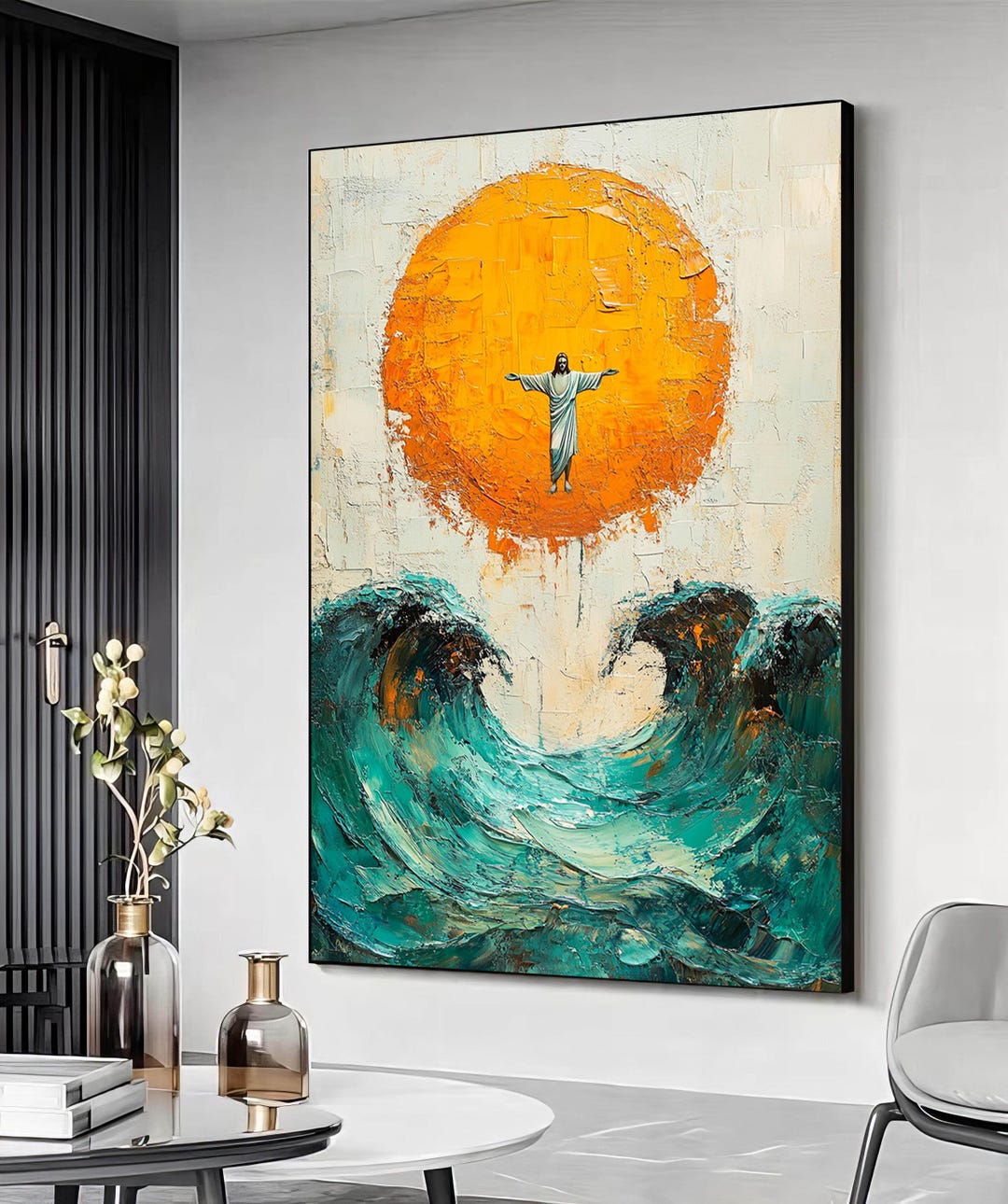 Jesus on Water Canvas Print, Religious Painting, Jesus Levitating on ...