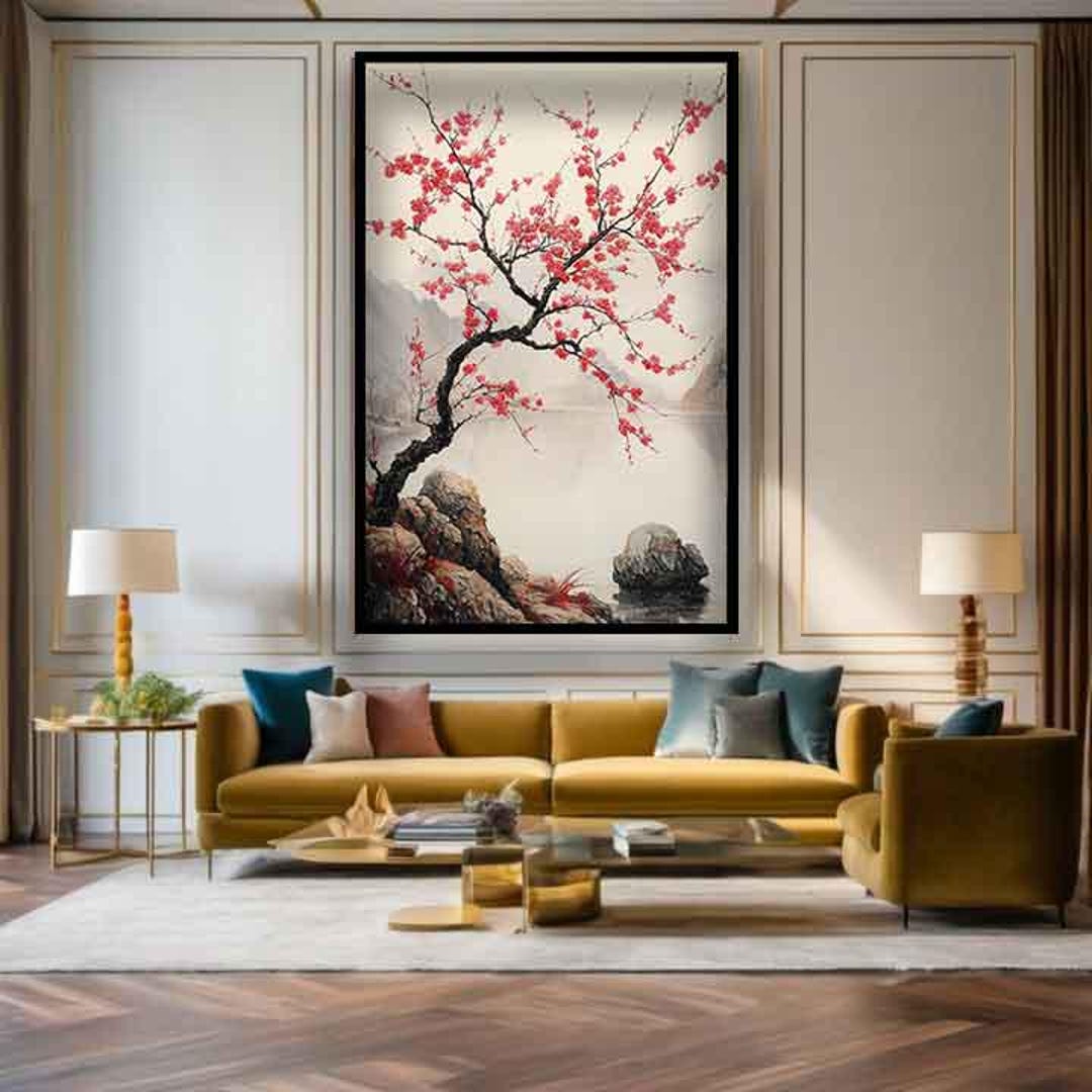Sakura Tree Scenery Art, Sakura Tree Canvas, Sakura Tree Painting ...