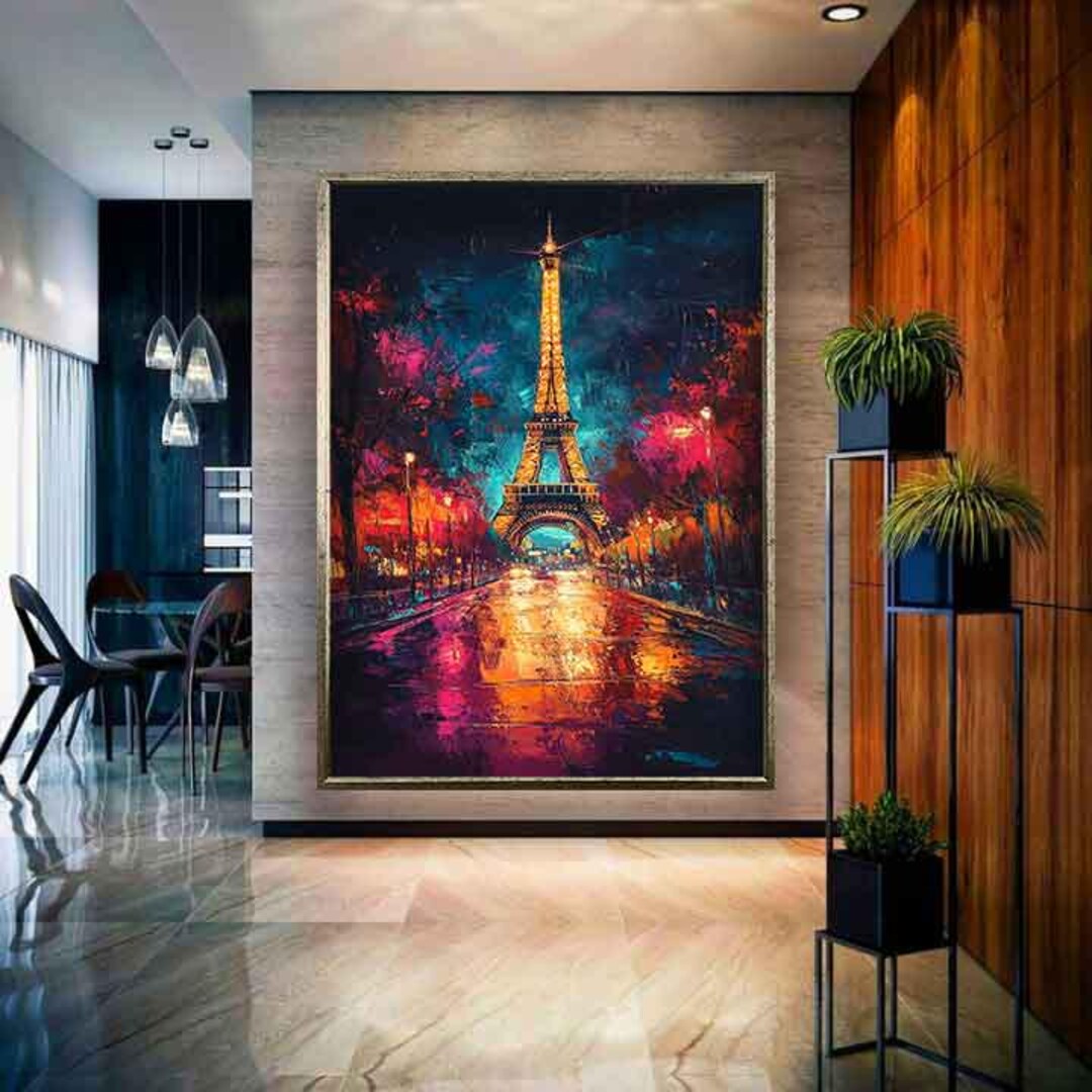 Paris Eiffel Tower Landscape Art, Paris Landscape Canvas, Paris Scenery ...