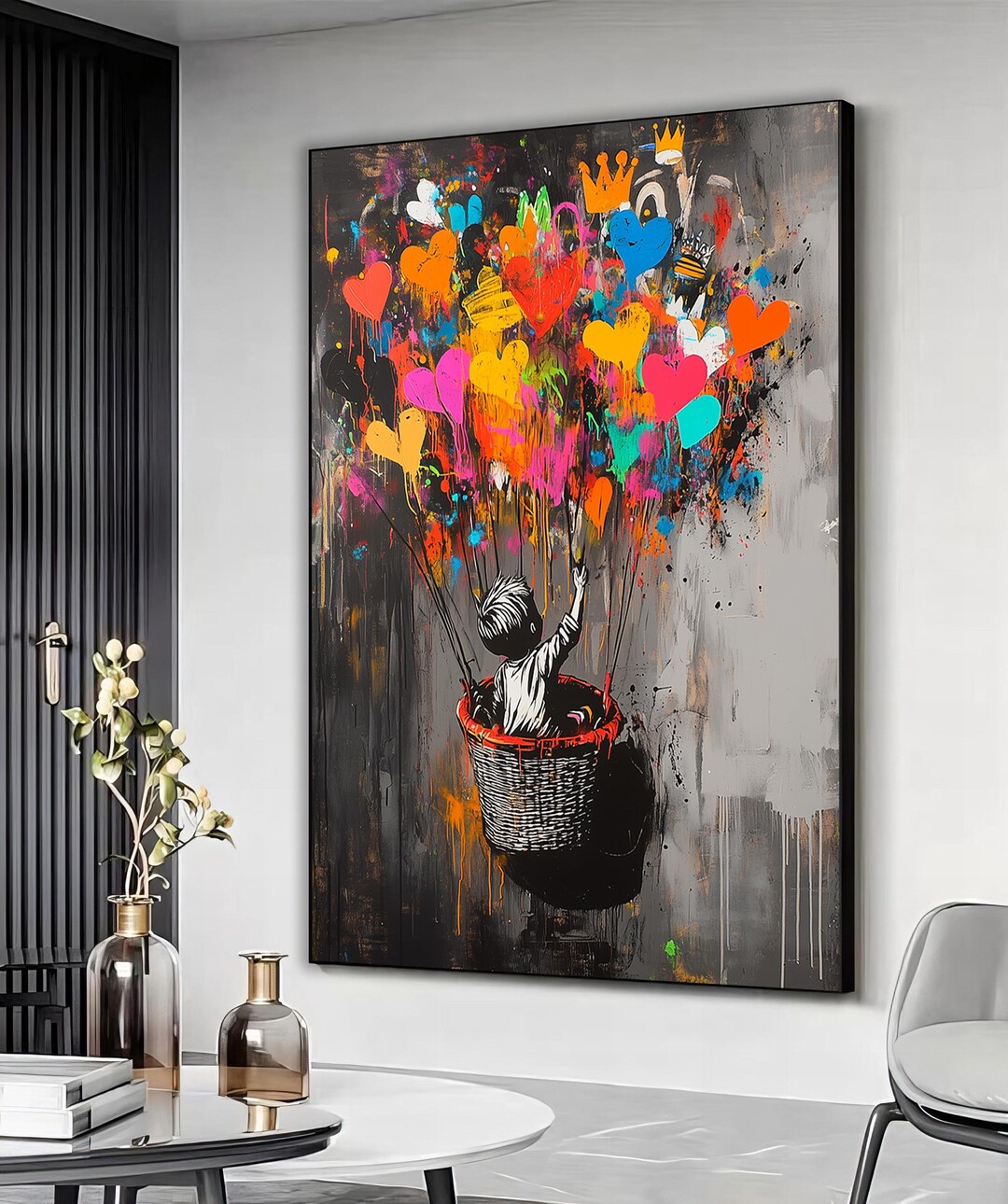 Banksy Balloon Grafitti Art Canvas, Balloon Banksy Kid Poster, Banksy ...