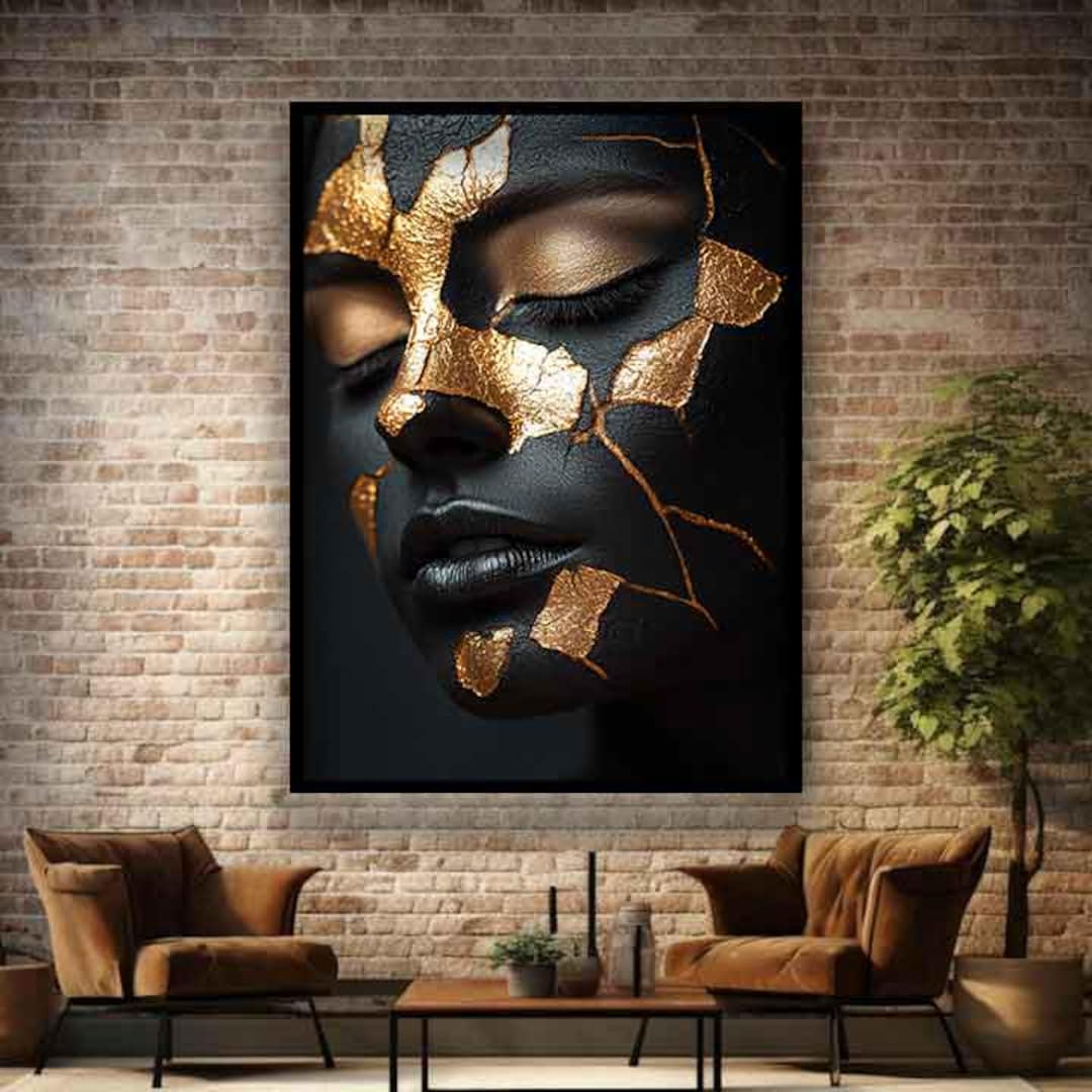 African Woman Gold Art Print, Gold African Woman Canvas, African Woman ...