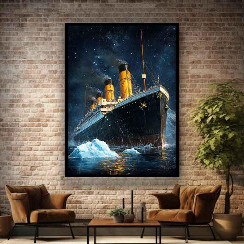 Titanic Icebergs Art, Titanic Canvas, Titanic Painting, Ship Digital ...