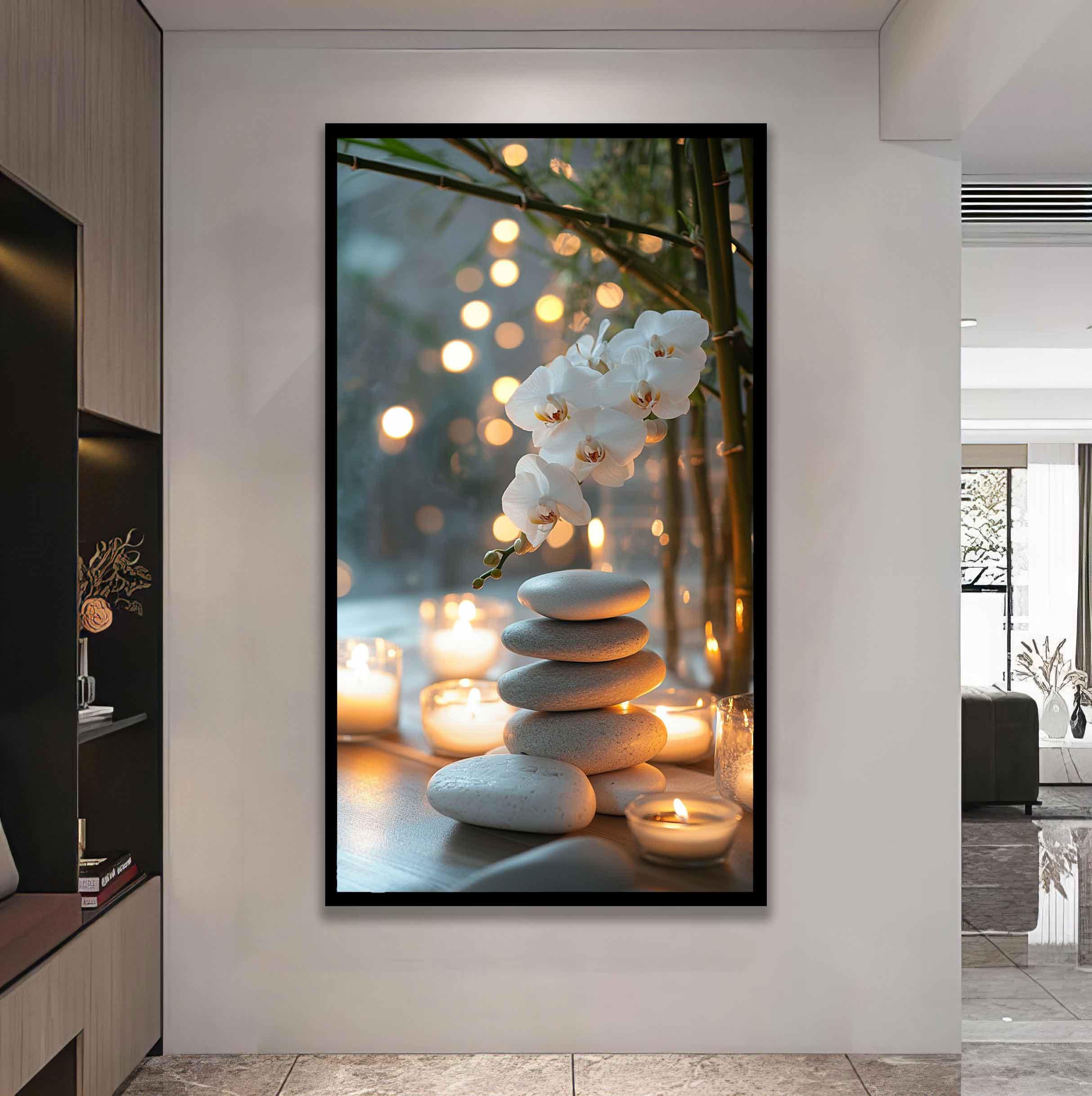 Wall Art Zen Garden Canvas, Relaxing Bamboo and Stones Decor, Calming ...