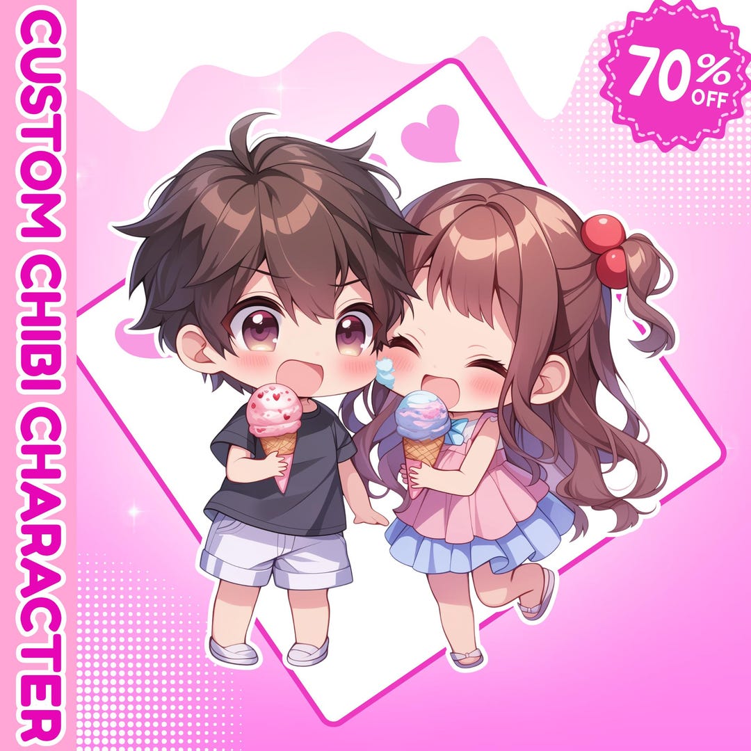 Custom Kawaii Portrait, Kawaii Portrait, Couple Portrait, Chibi ...