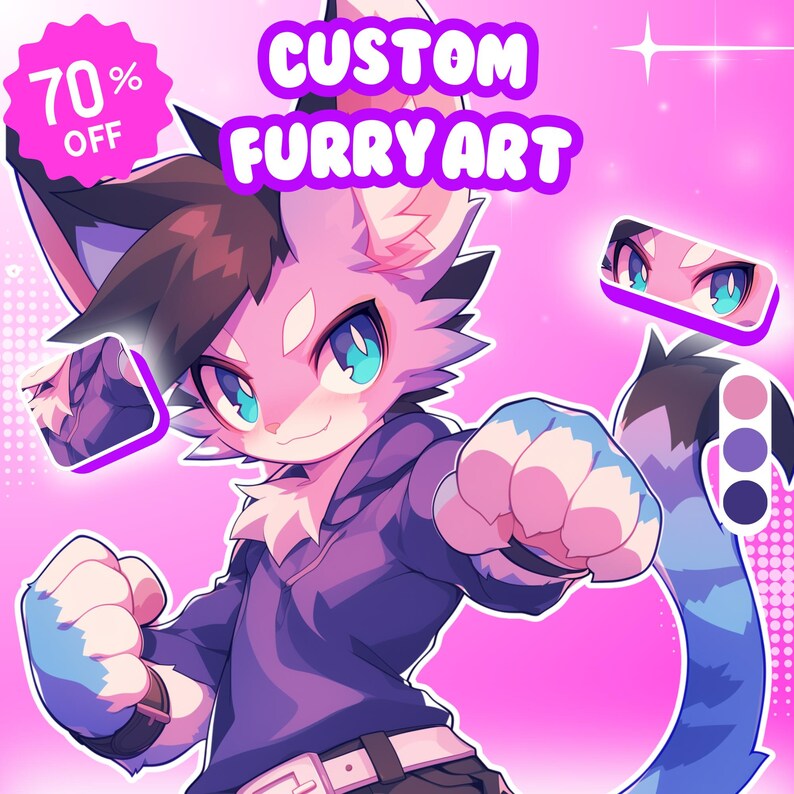 Custom Furry Art: Fursona Reference Sheet, Anthro Character Design - Etsy