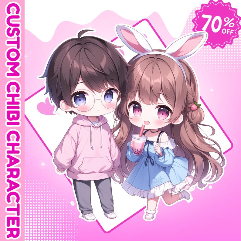 Custom Anime Portrait, Cute Cartoon Anime Portrait, Illustration ...