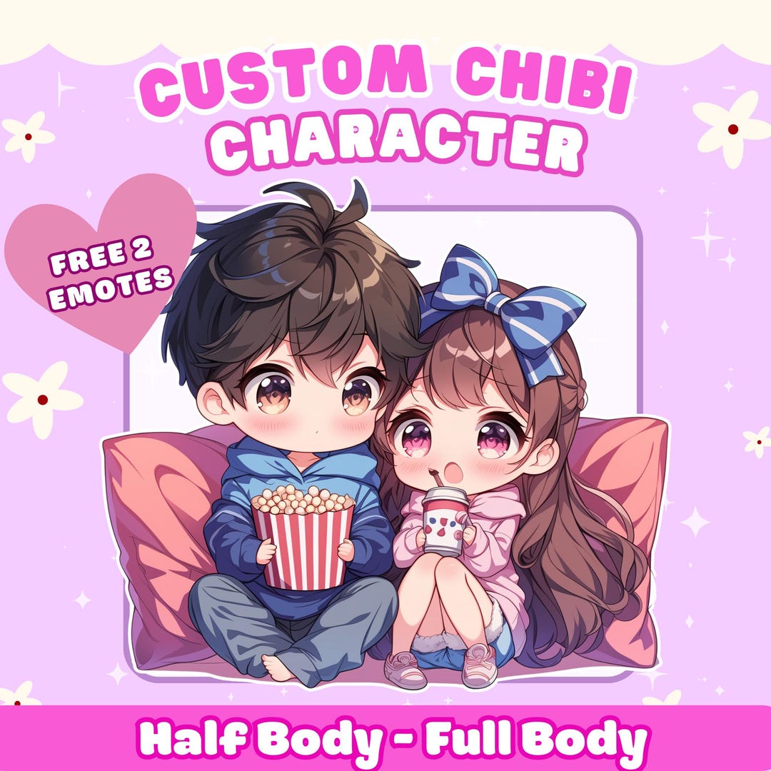 Custom Kawaii Portrait, Couple Portrait, Cartoon,anime Portrait,cute ...