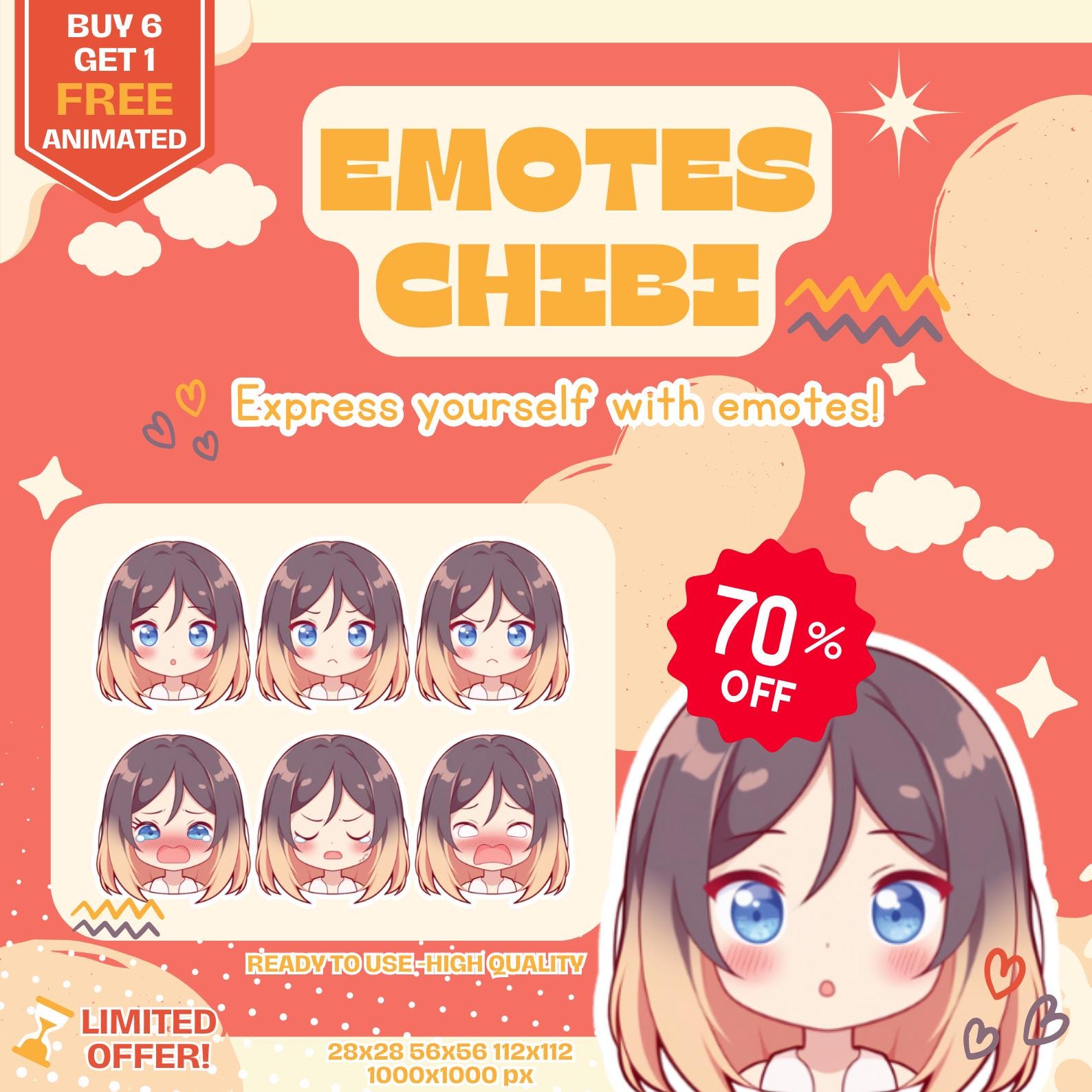 Custom Emotes Cute Chibi Anime Style Twitch or Kick for Streamer ...