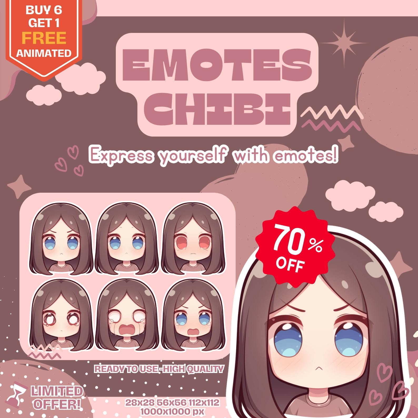Custom Emotes Cute Chibi Anime Style Twitch or Kick for Streamer ...
