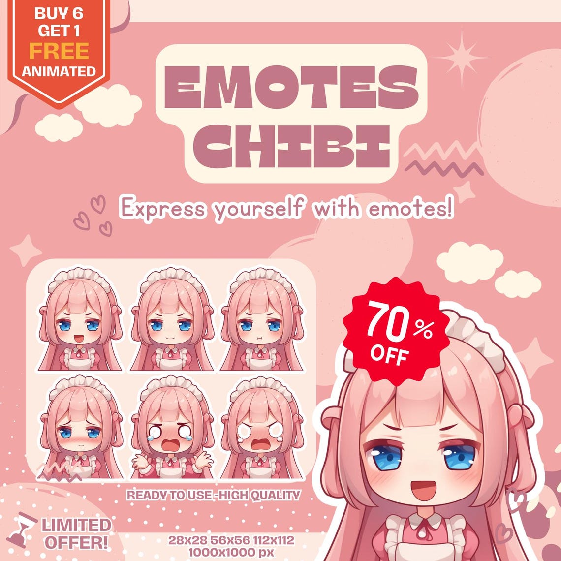 Custom Emotes Cute Chibi Anime Style Twitch or Kick for Streamer ...
