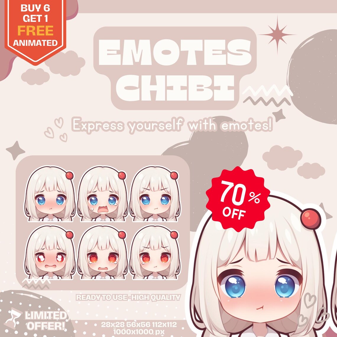Custom Emotes Cute Chibi Anime Style Twitch or Kick for Streamer ...