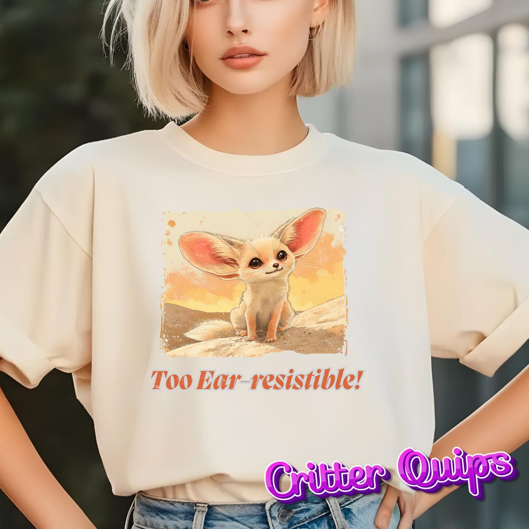 Too Ear-resistible! Fennec Fox Vintage Aesthetic T-shirt, Cute Wildlife ...