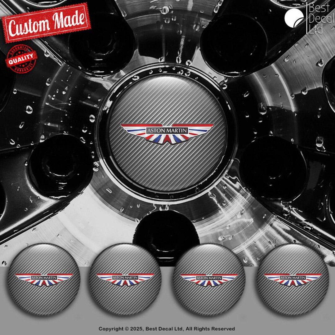 Set of 4 Aston Martin Decals Center Wheel Cap Stickers Custom Handmade ...