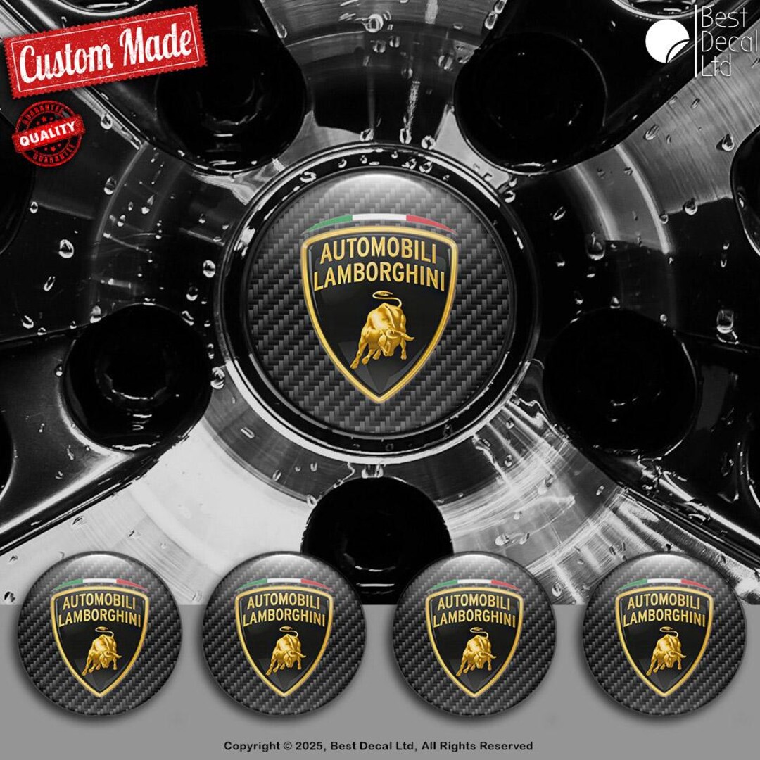 Set of 4 Lamborghini Decals Center Wheel Cap Stickers Custom Handmade ...