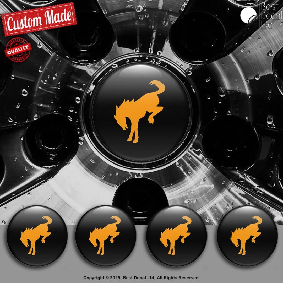 Set of 4 Bronco Decals Center Wheel Cap Stickers Custom Handmade Rim ...